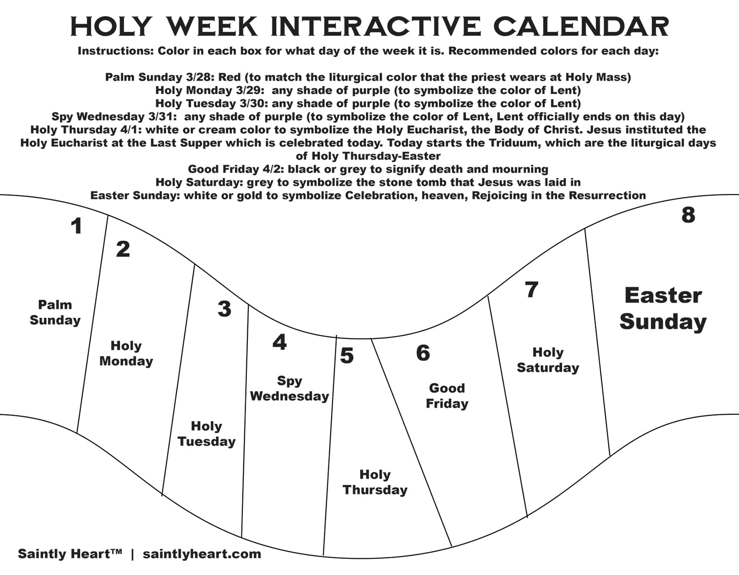 Holy Week Interactive Calendar - Saintly Heart